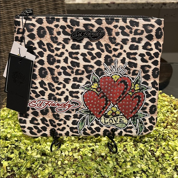 Ed Hardy | Bags | Ed Hardy Cheetah Print Vegan Leather Wristlet 875x ...